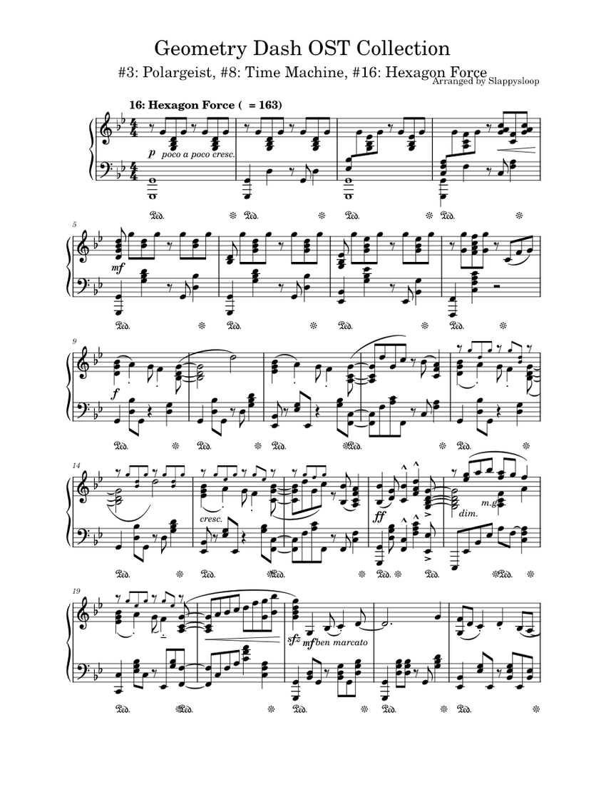 Geometry Dash OST Collection Sheet Music for Piano (Solo) | MuseScore.com