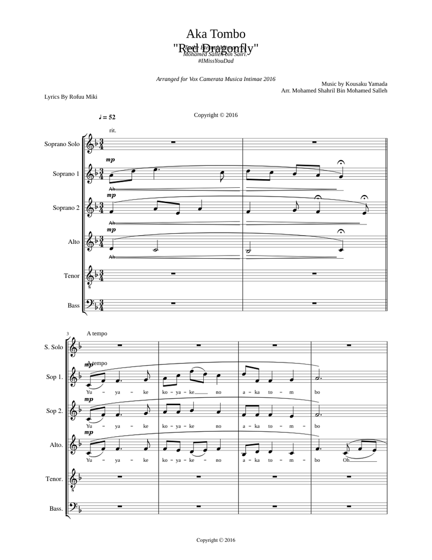Aka Tombo Sheet music for Bass guitar (SATB) | Musescore.com