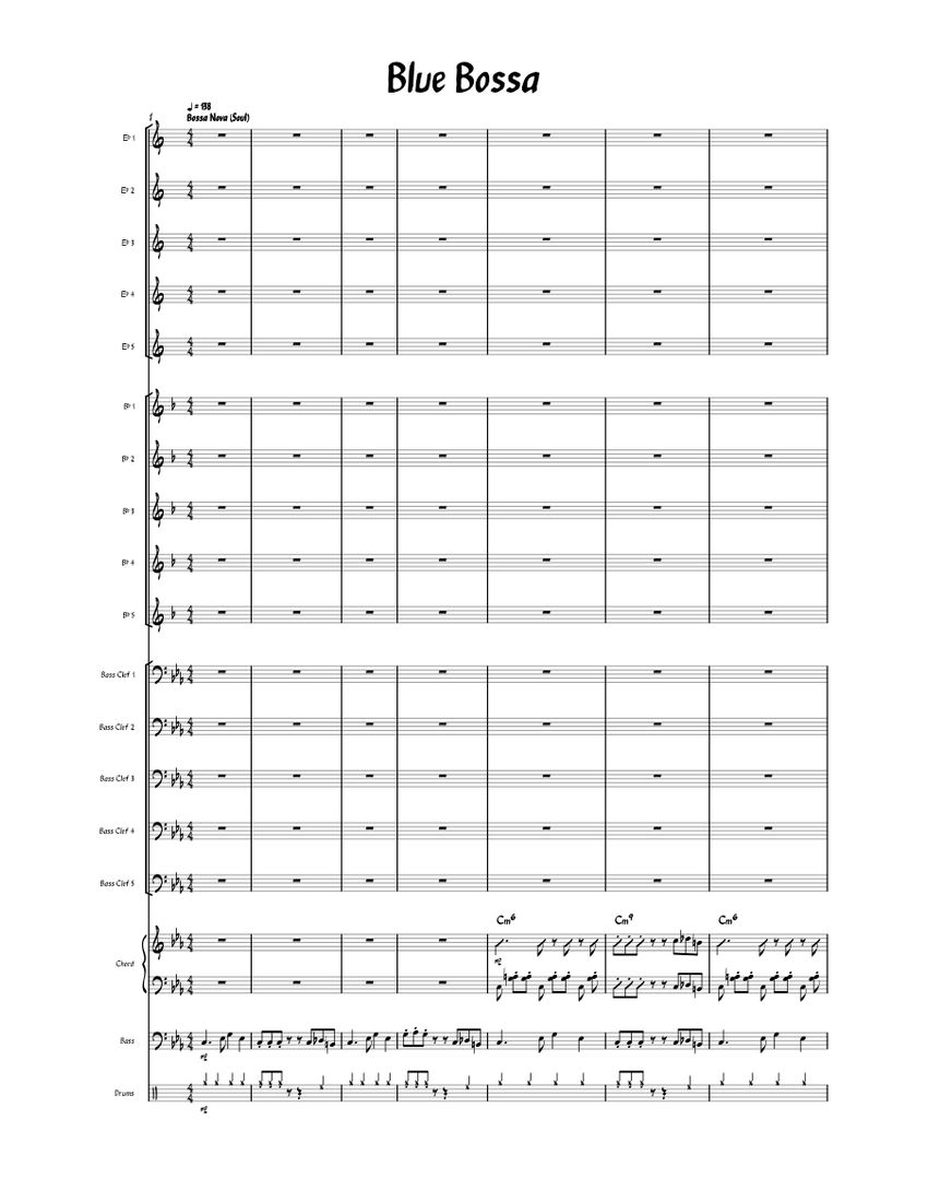 Blue bossa – Kenny Dorham Sheet music for Piano, Trombone, Saxophone ...