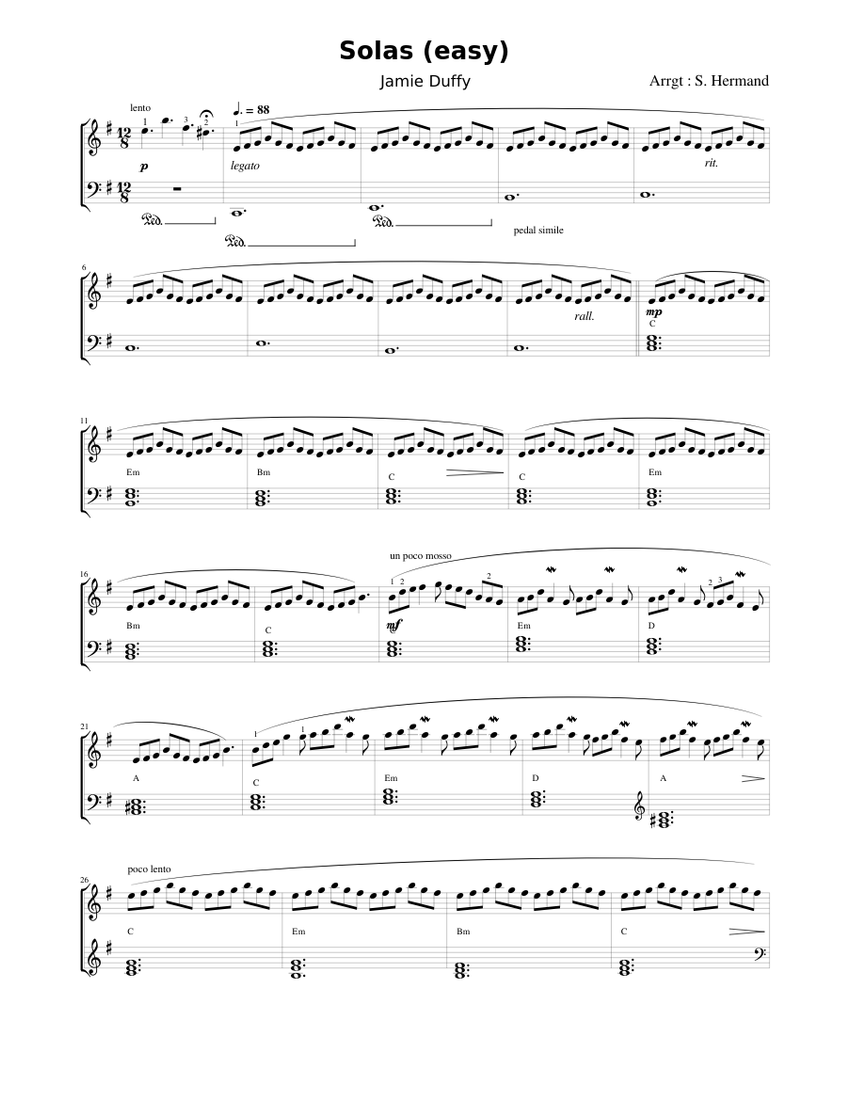 Solas – Jamie Duffy Sheet Music with Chords for Piano (Solo) Easy ...