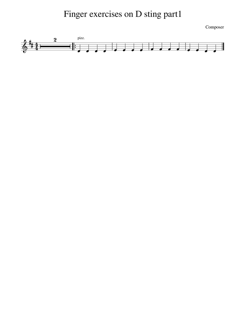 STEP 2 Finger exercises on D string Sheet Music for Violin (Solo ...