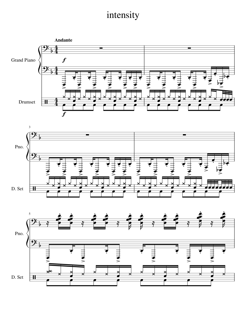 intensity (finished) Sheet music for Piano, Drum group (Mixed Duet ...