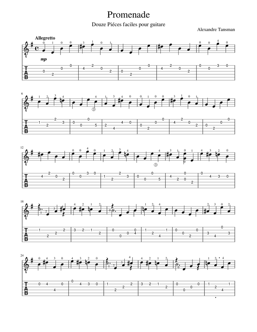 Promenade Sheet music for Guitar (Solo) | Musescore.com
