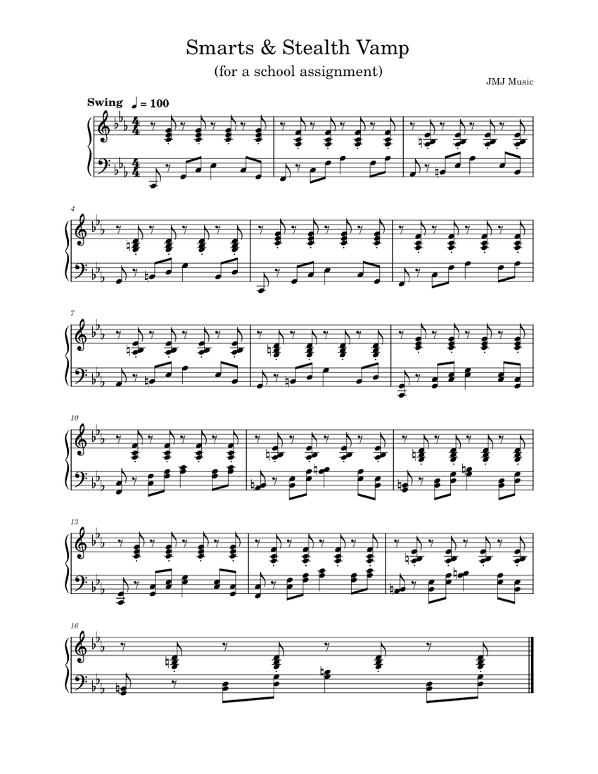 Smarts & Stealth Vamp Sheet music for Piano (Solo) Easy | Musescore.com