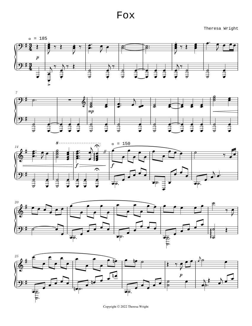 Fox Sheet music for Piano (Solo) | Musescore.com