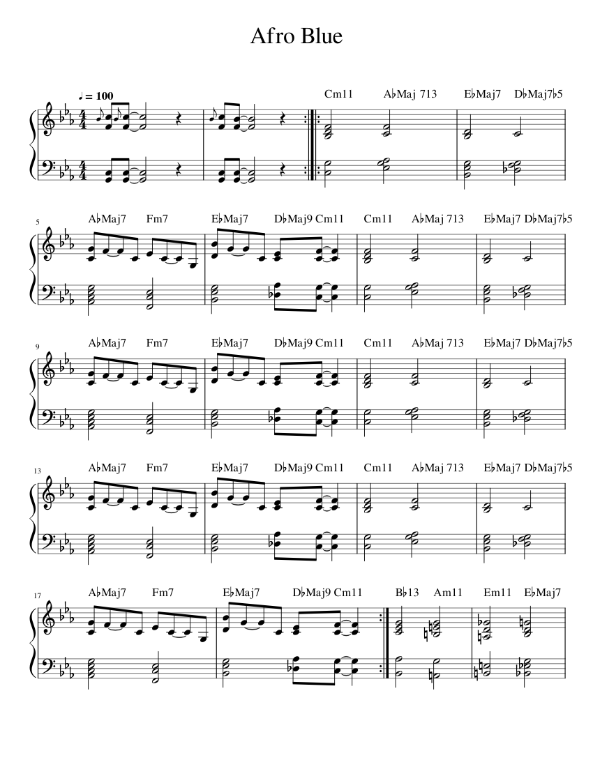 Afro Blue Sheet Music for Piano (Solo) Easy | MuseScore.com