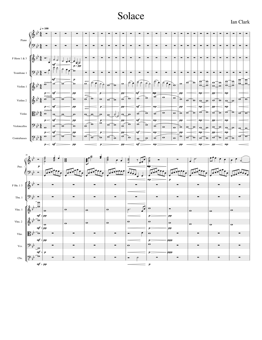 Solace Sheet music for Piano, Trombone, French horn, Strings group ...