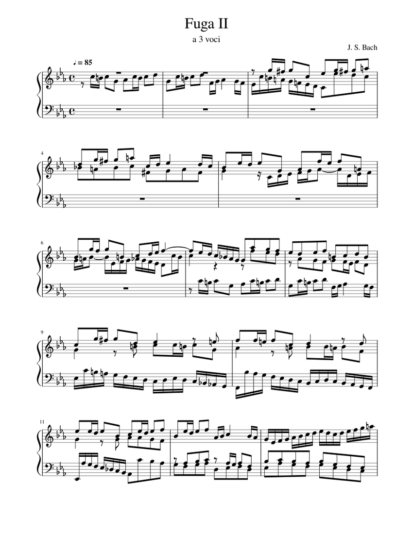 Fuga II Sheet music for Piano (Solo) | Musescore.com
