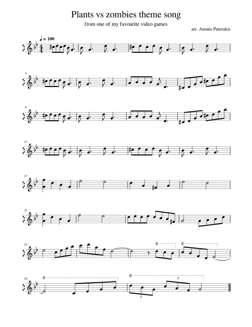 Plants vs. Zombies Soundtrack – Laura Shigihara violin Sheet Music for ...