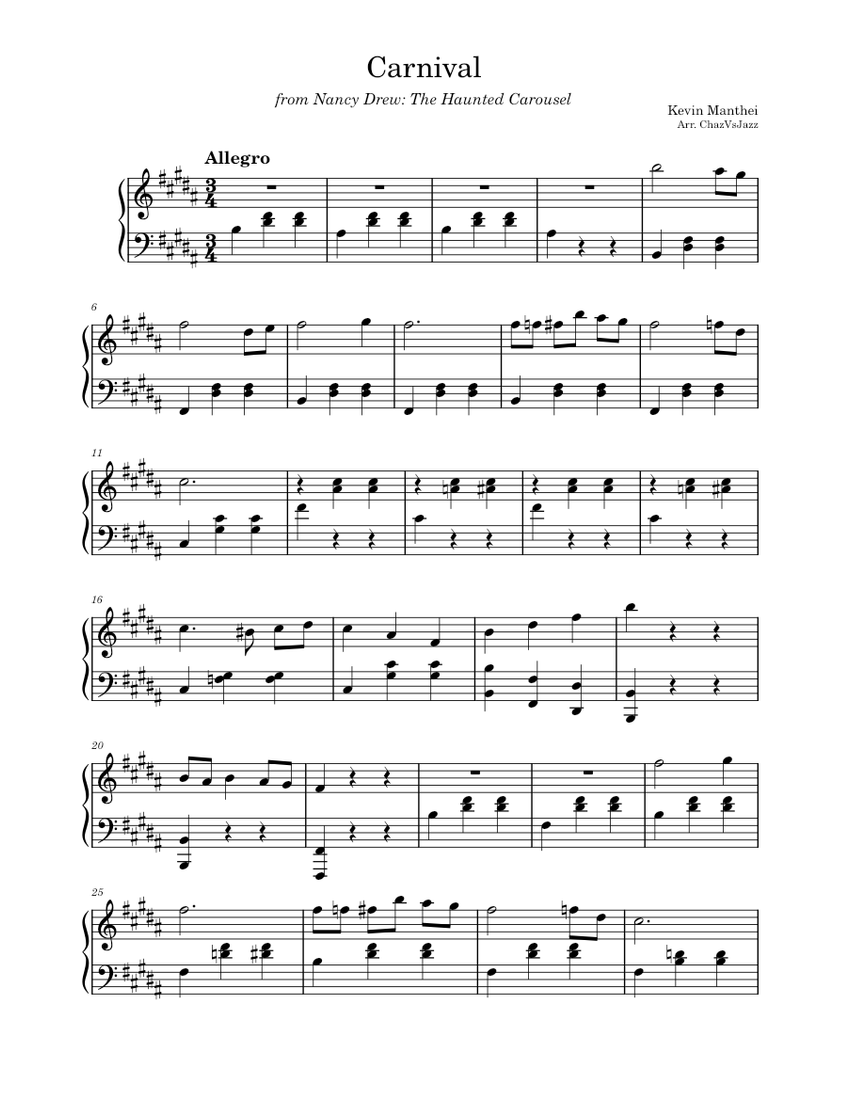 Carnival Sheet music for Piano (Solo) | Musescore.com