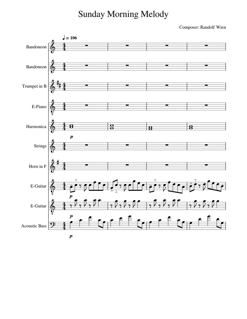 Sunday Morning Melody Sheet music for Trumpet in b-flat, French horn ...