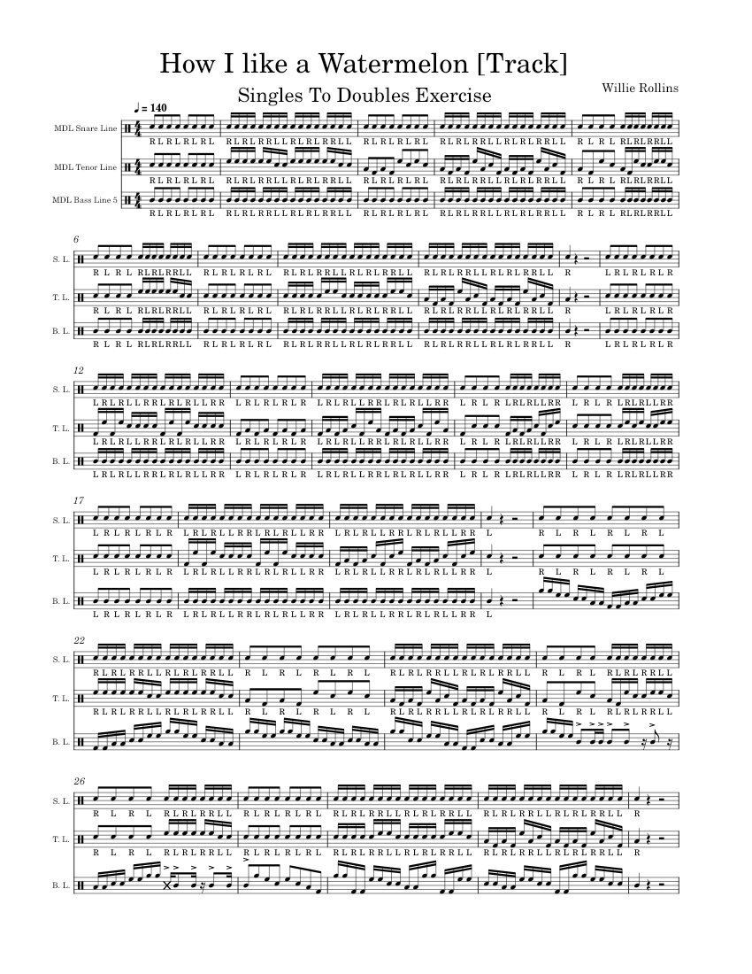 How_I_like_a_Watermelon Sheet music for Snare drum, Tenor drum, Bass ...
