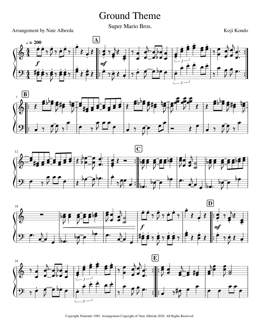 mario theme piano sheet
