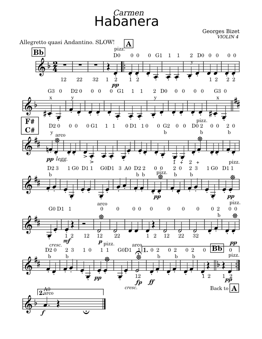 Habanera (Carmen) – Georges Bizet Habanera.VIOLIN.4.musescore Sheet ...