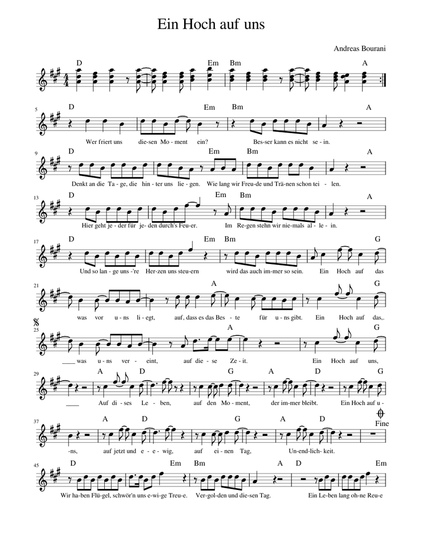 Ein_Hoch_auf_uns Sheet music for Piano (Solo) Easy | Musescore.com