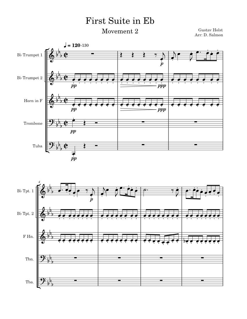 Holst: First Suite in Eb mvt 2 Sheet music for Trombone, Tuba, Trumpet ...