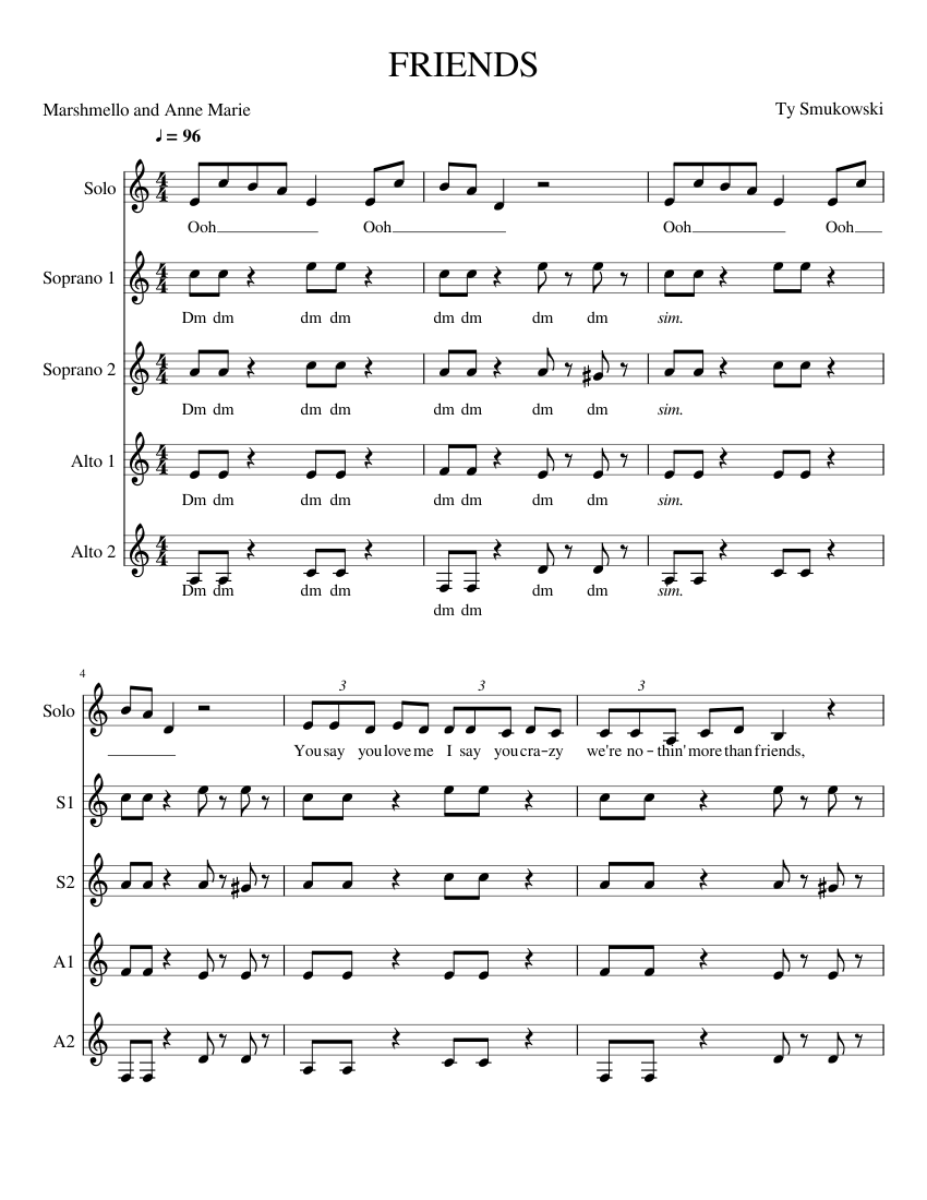 FRIENDS (SSAA) Sheet Music for Piano (A Capella) | MuseScore.com