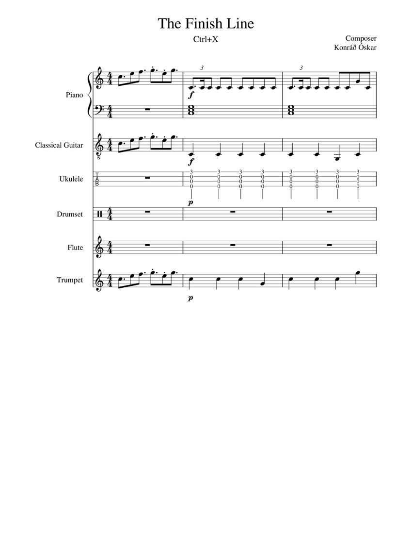 The Finish Line Sheet music for Piano, Flute, Guitar, Drum group & more ...