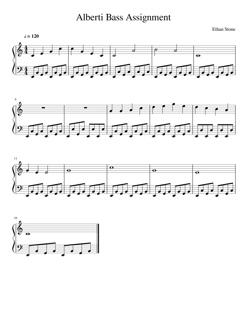 Alberti Bass Assignment Sheet music for Piano (Solo) Easy | Musescore.com