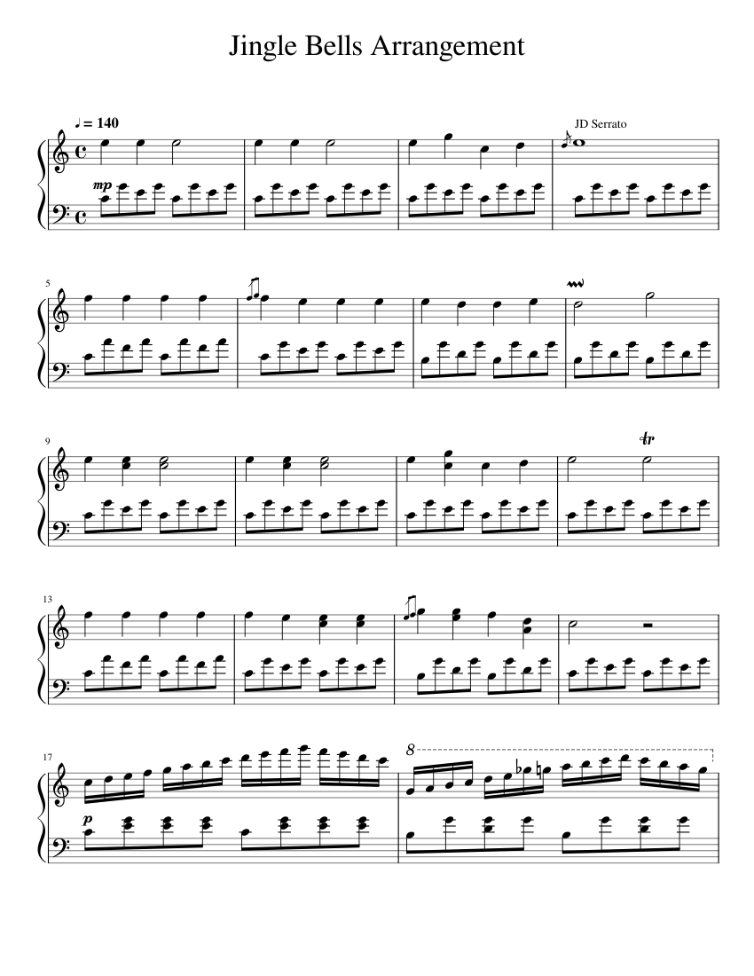 Jingle Bells Arrangement Sheet Music for Piano (Solo) | MuseScore.com