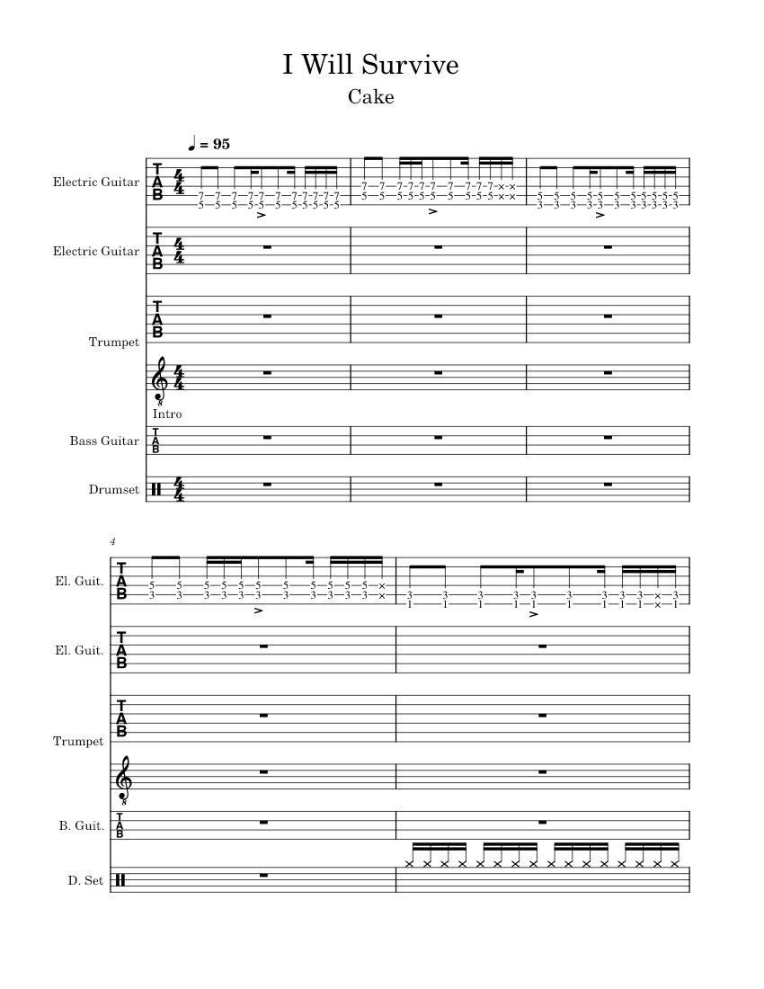I will survive – CAKE I Will Survive Sheet Music and Tab for Guitar ...