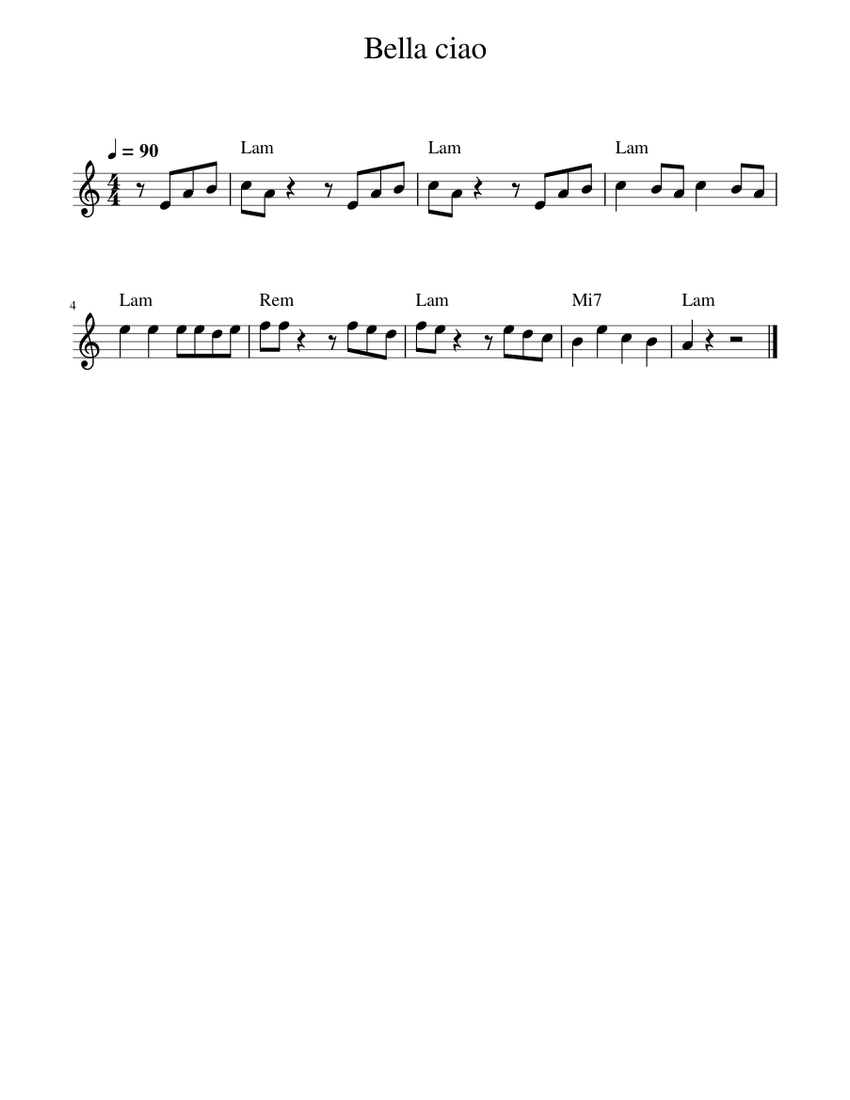 Bella ciao – Misc Traditional Sheet Music for Violin (Solo) | MuseScore.com