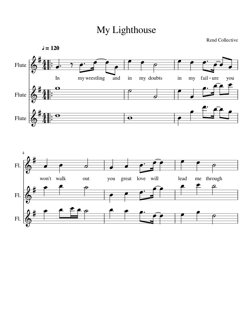 My Lighthouse Sheet music for Flute (Mixed Trio) | Musescore.com