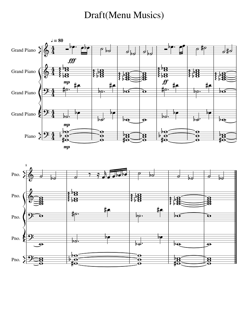 Draft Menu Musics Sheet music for Piano (Mixed Quintet) | Musescore.com