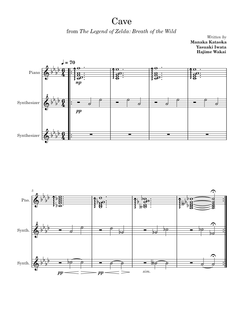 Cave – Manaka Kataoka, Yasuaki Iwata, and Hajime Wakai Sheet music for ...
