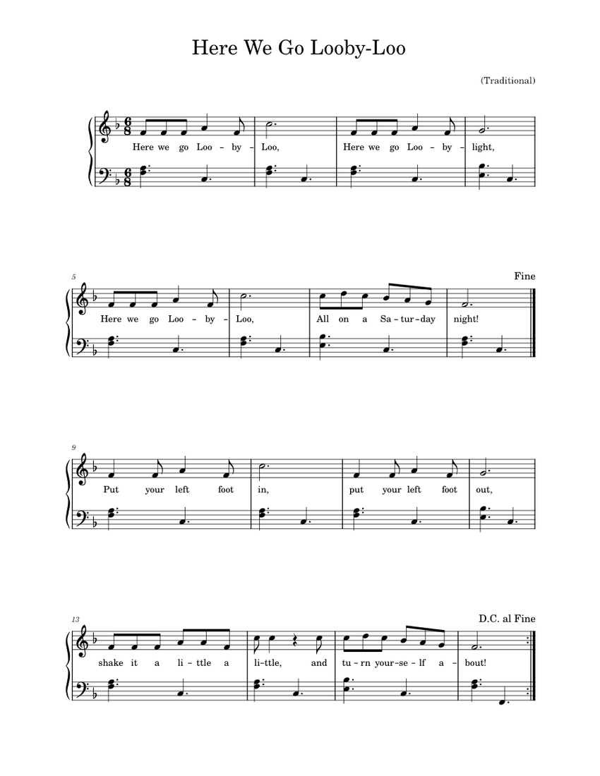 Here we go looby loo – Misc Children Here We Go Looby-Loo Sheet Music ...
