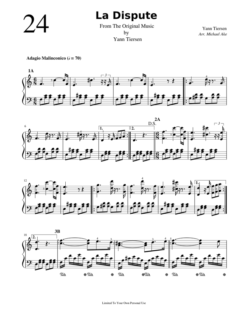 Contemporary French Piece N°1 – Y. T Sheet music for Piano (Solo ...