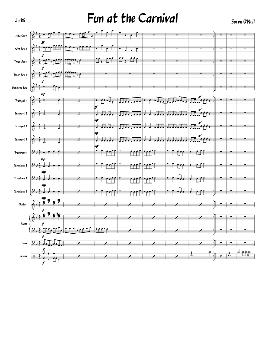 Fun at the carnival Sheet music for Piano, Trombone, Saxophone alto ...
