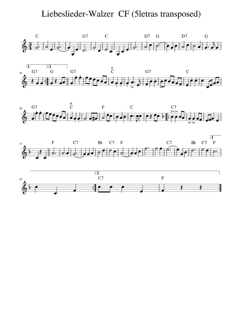 Liebeslieder-Walzer CF (5letras transposed) Sheet music for Accordion ...