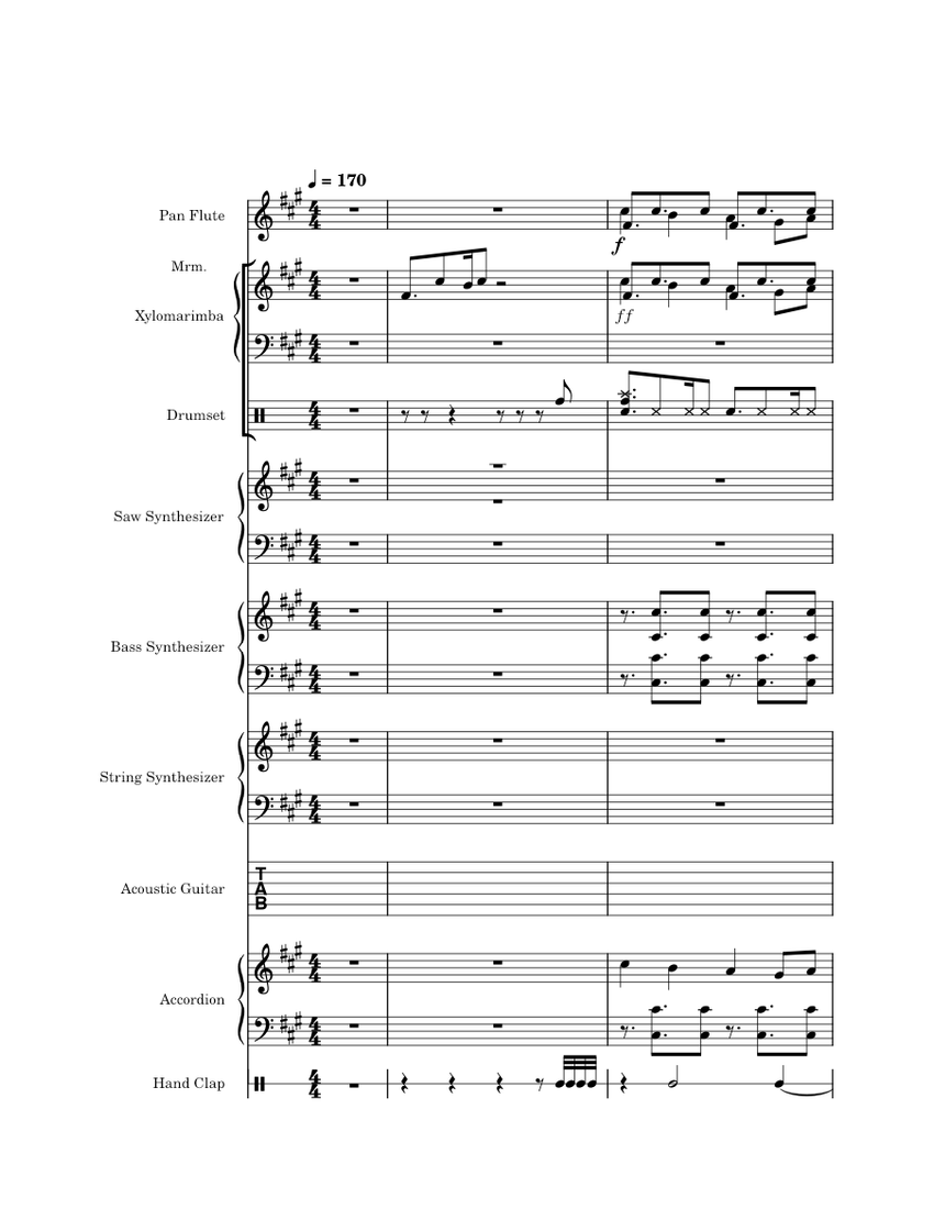 Mrm. Sheet Music and Tab for Accordion, Guitar, Bass guitar, Drum group ...