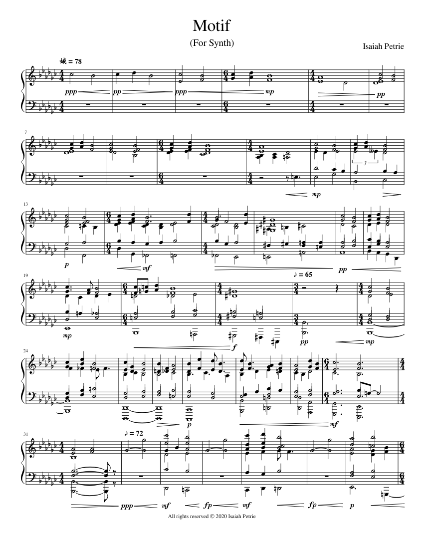 Motif (For Synth) Sheet music for Synthesizer (Mixed Ensemble ...