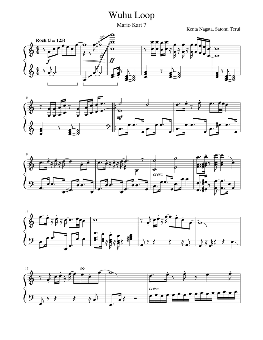 Wuhu Loop (Mario Kart 7) / Wii Sports Resort Theme Sheet Music for ...