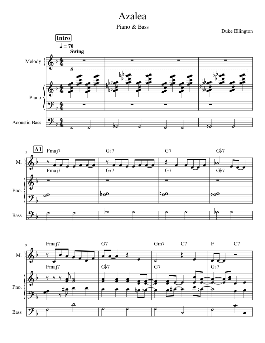 Azalea – Duke Ellington and Louis Armstrong Sheet Music with Chords for ...