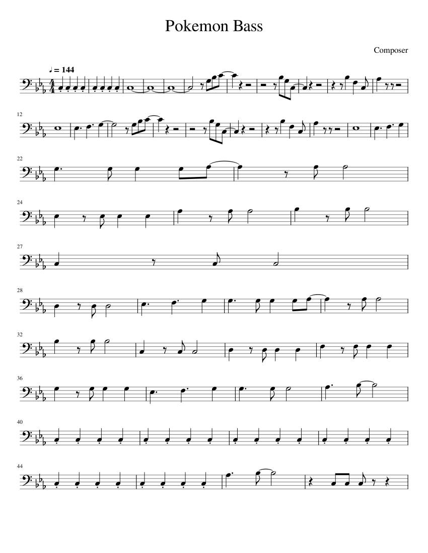 Pokemon_Bass Sheet music for Piano (Solo) Easy | Musescore.com