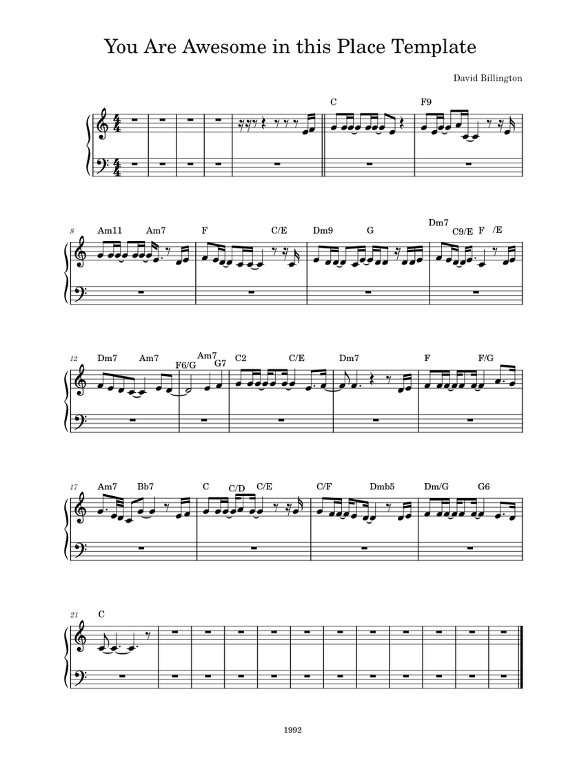 You Are Awesome in This Place Template – David Billington Sheet music ...