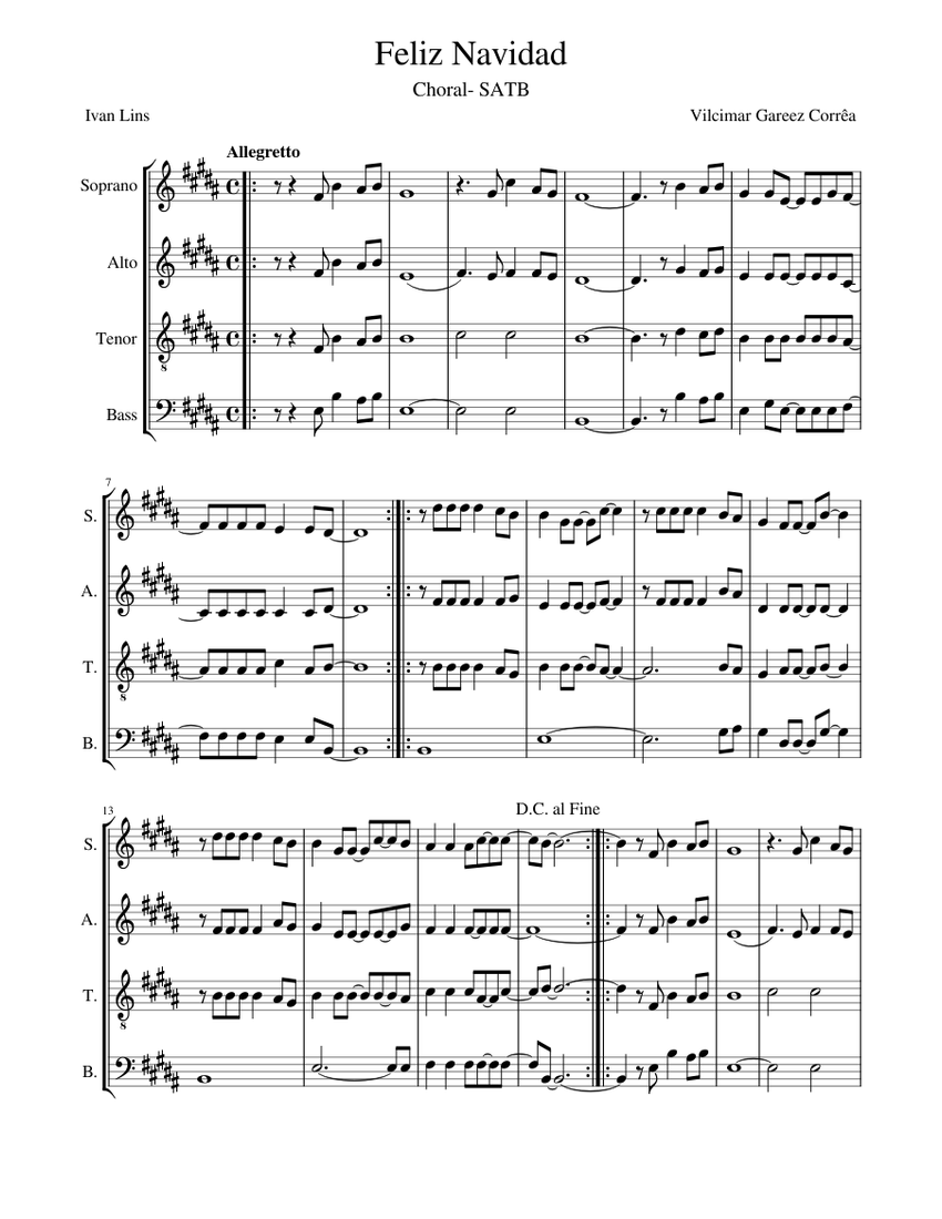 Feliz_Navidad_SATB - piano tutorial