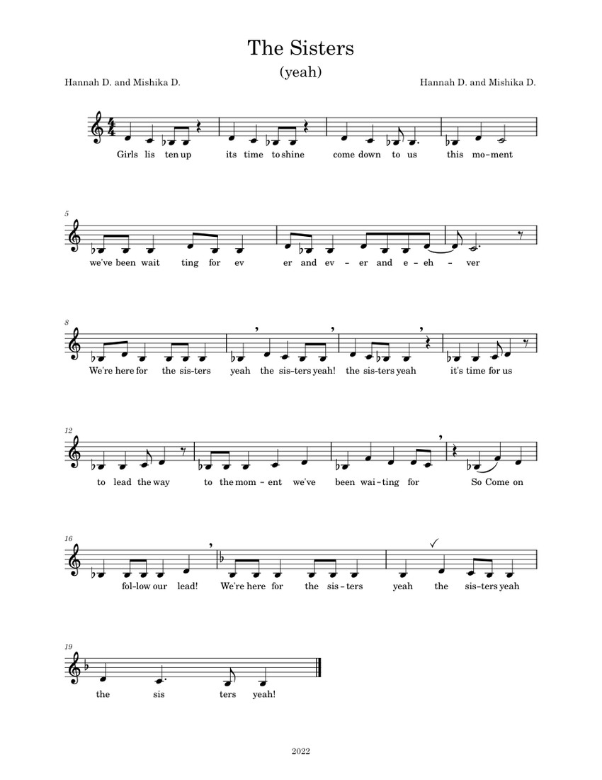 The_Sisters Hannah and Mishika Sheet music for Piano (Choral ...