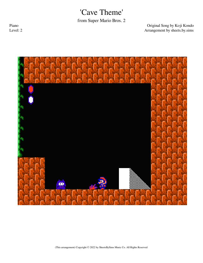 'Cave Theme' from Super Mario Bros. 2 Sheet Music for Piano (Solo) easy ...
