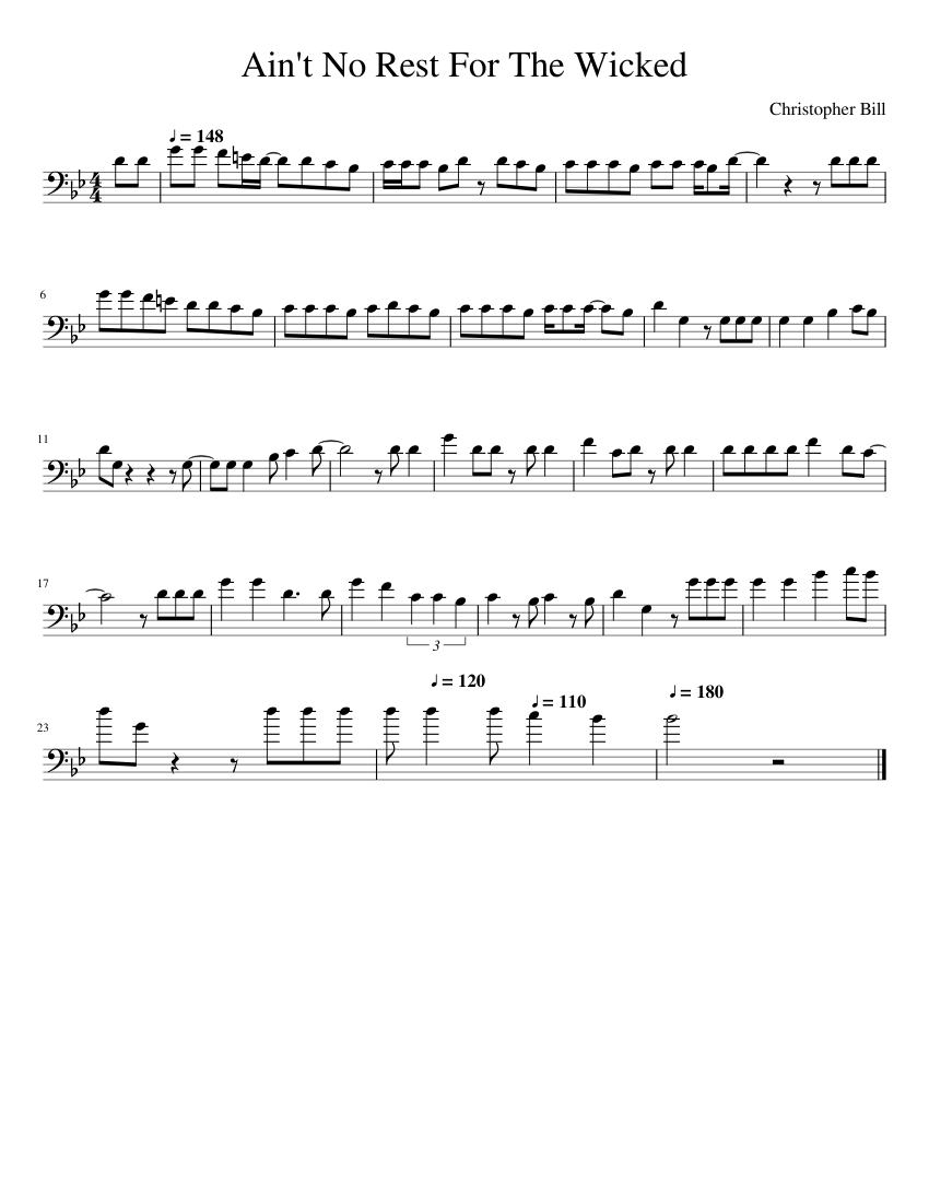 Ain't No Rest For The Wicked Sheet Music for Trombone (Solo ...