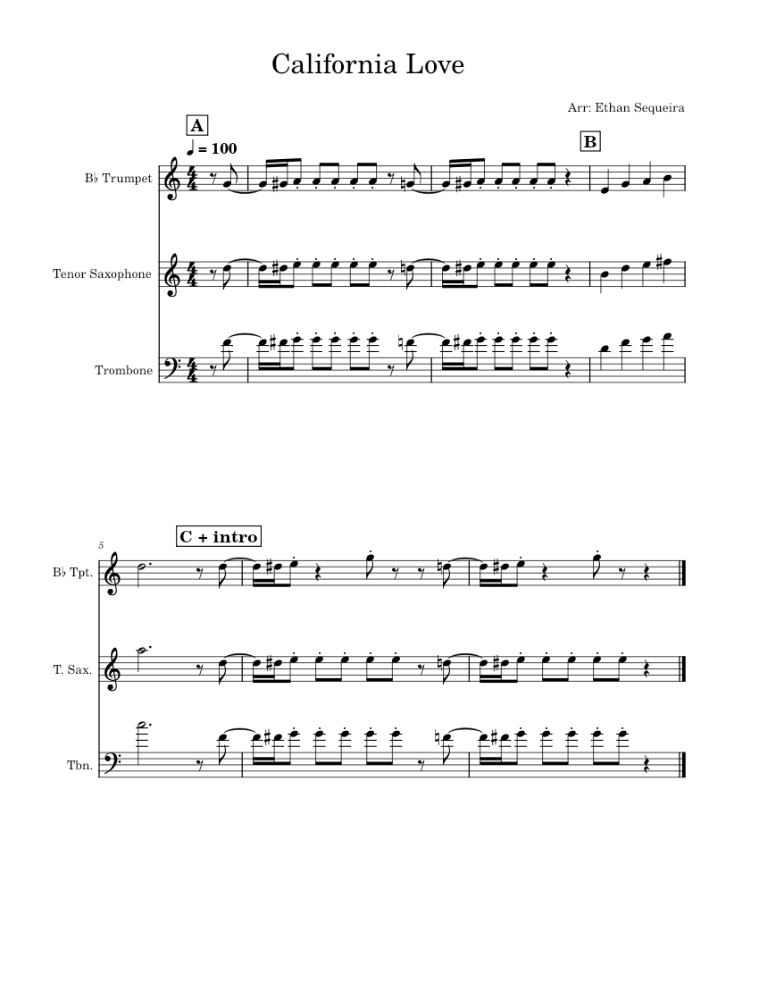 California love – 2Pac CaliforniaLove Sheet Music for Trombone ...