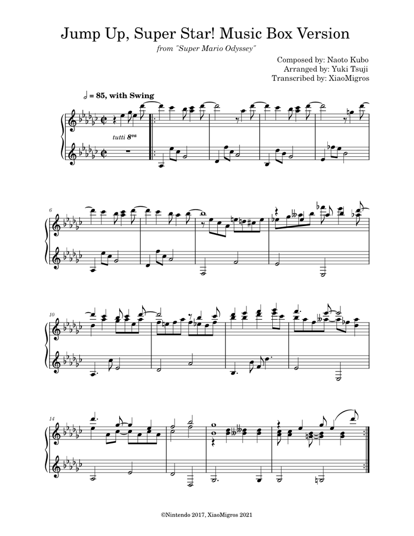 Jump Up, Super Star! Music Box Version - Super Mario Odyssey Sheet ...