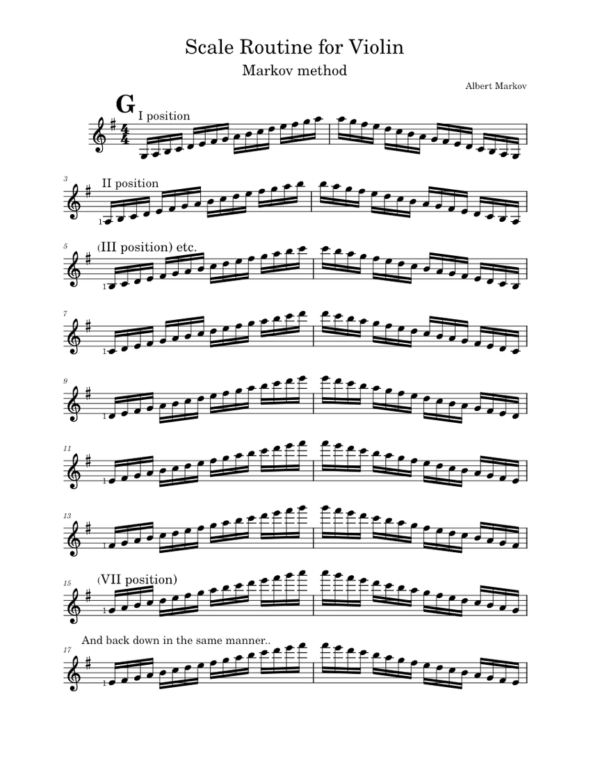 Violin Scale Routine – Albert Markov - Markov Method Sheet music for ...