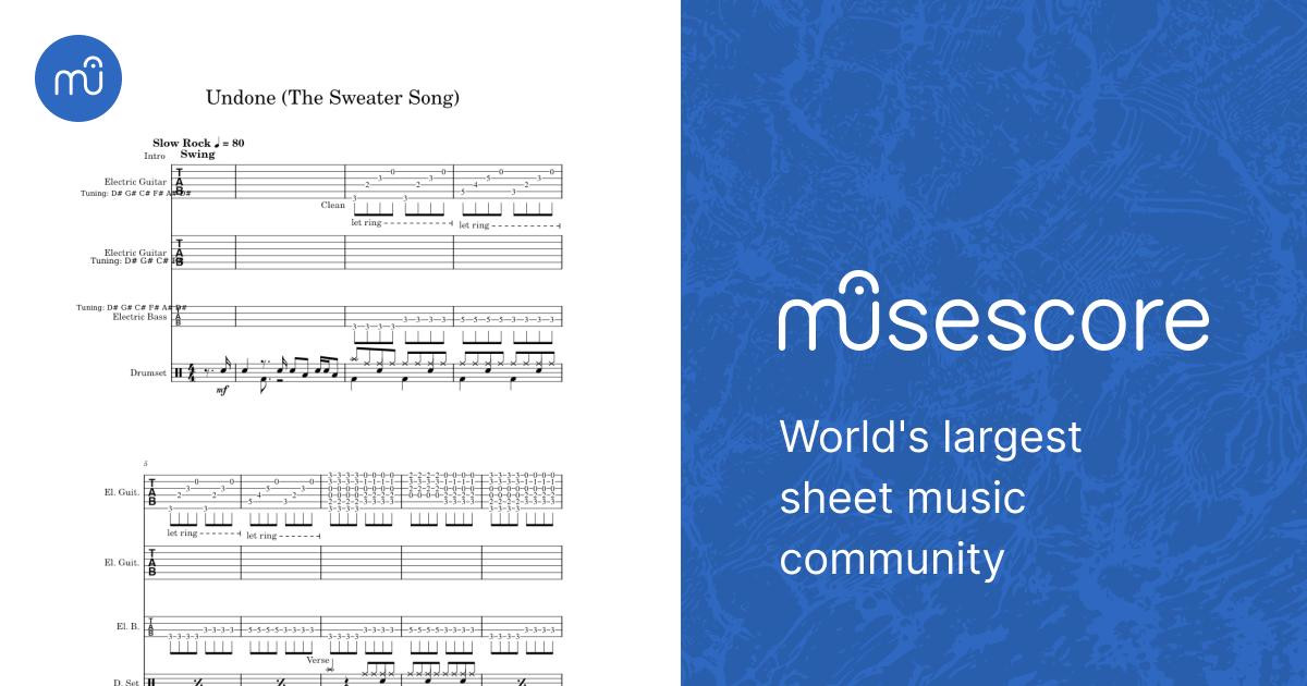 Undone (The Sweater Song) - Weezer Sheet Music and Tab for Organ, Bass ...