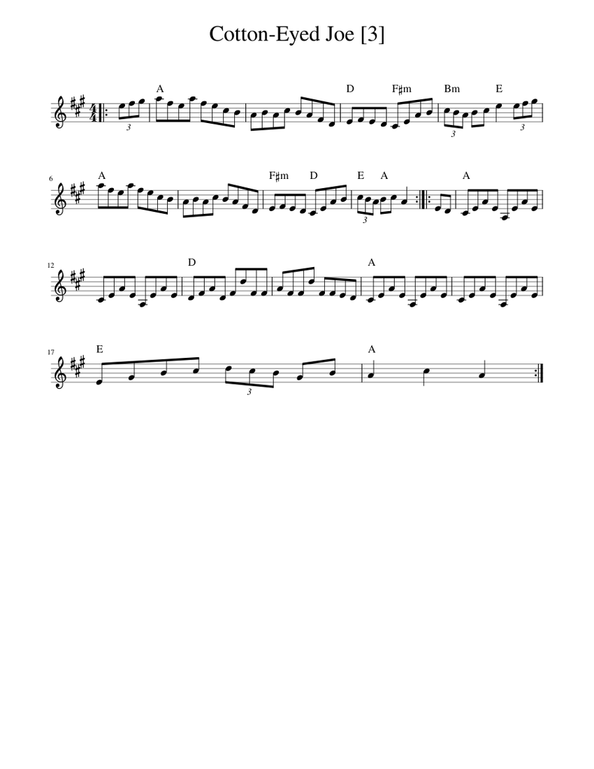 Cotton-Eyed Joe Sheet Music with Chords for Piano (Solo) easy ...
