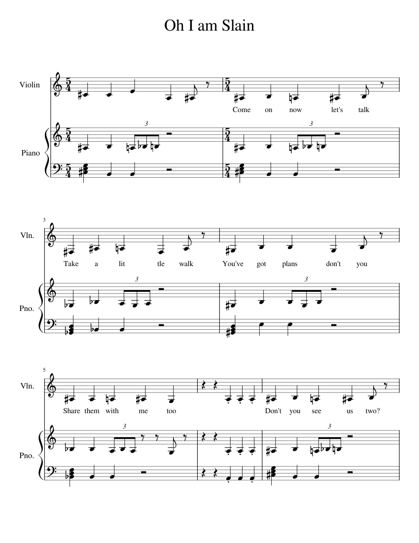 Oh I am Slain Sheet music for Piano, Violin (Solo) | Musescore.com