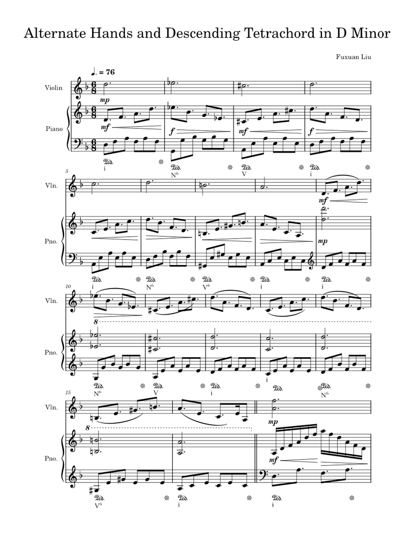 Alternate Hands and Descending Tetrachord in D Minor Sheet music for ...